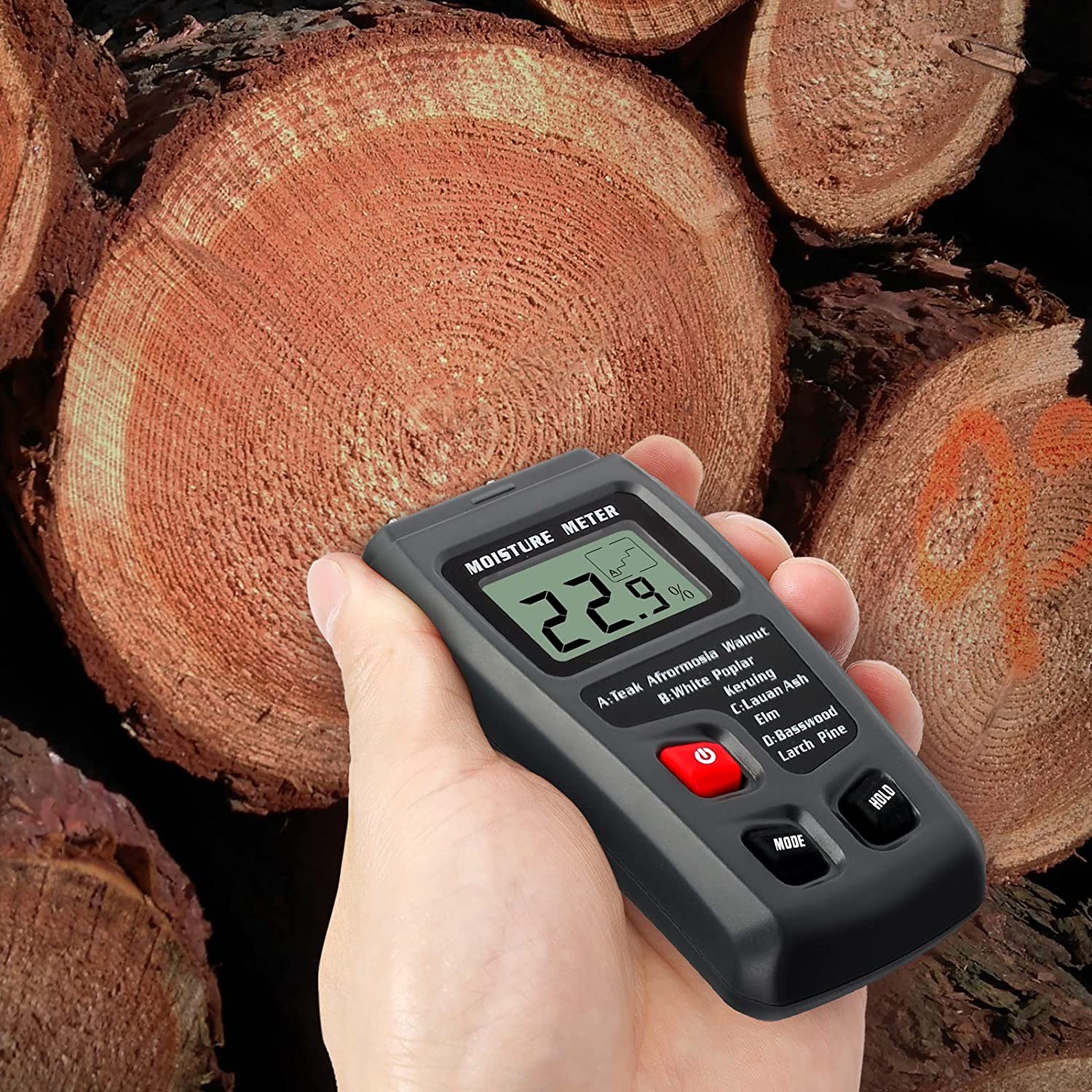 Tester umiditate pentru lemn, Afisaj LCD digital cu 2 pini, 4 moduri ...