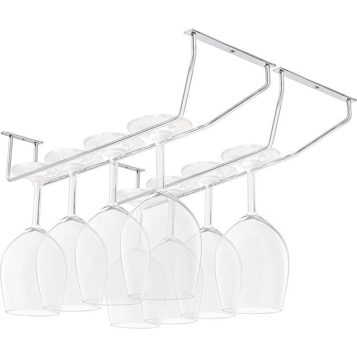 Suport pentru pahare, Inox, 34x11cm, Argintiu - eMAG.ro