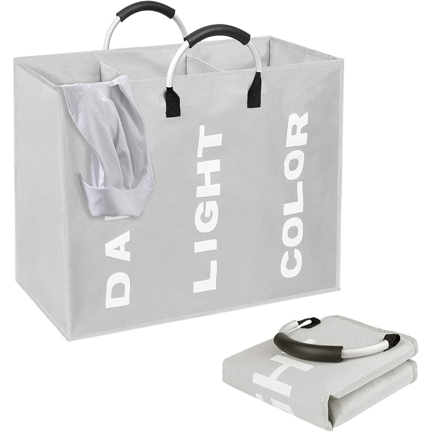 Cos de rufe pliabil, Poliester/Polietilena, 80 l, 60x32x49 cm, Gri ...