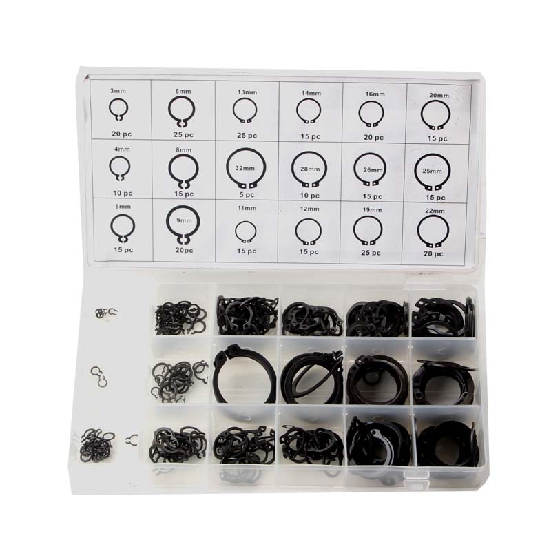 Set 300 inele fixare, Metal, 18 Dimensiuni, Negru - eMAG.ro