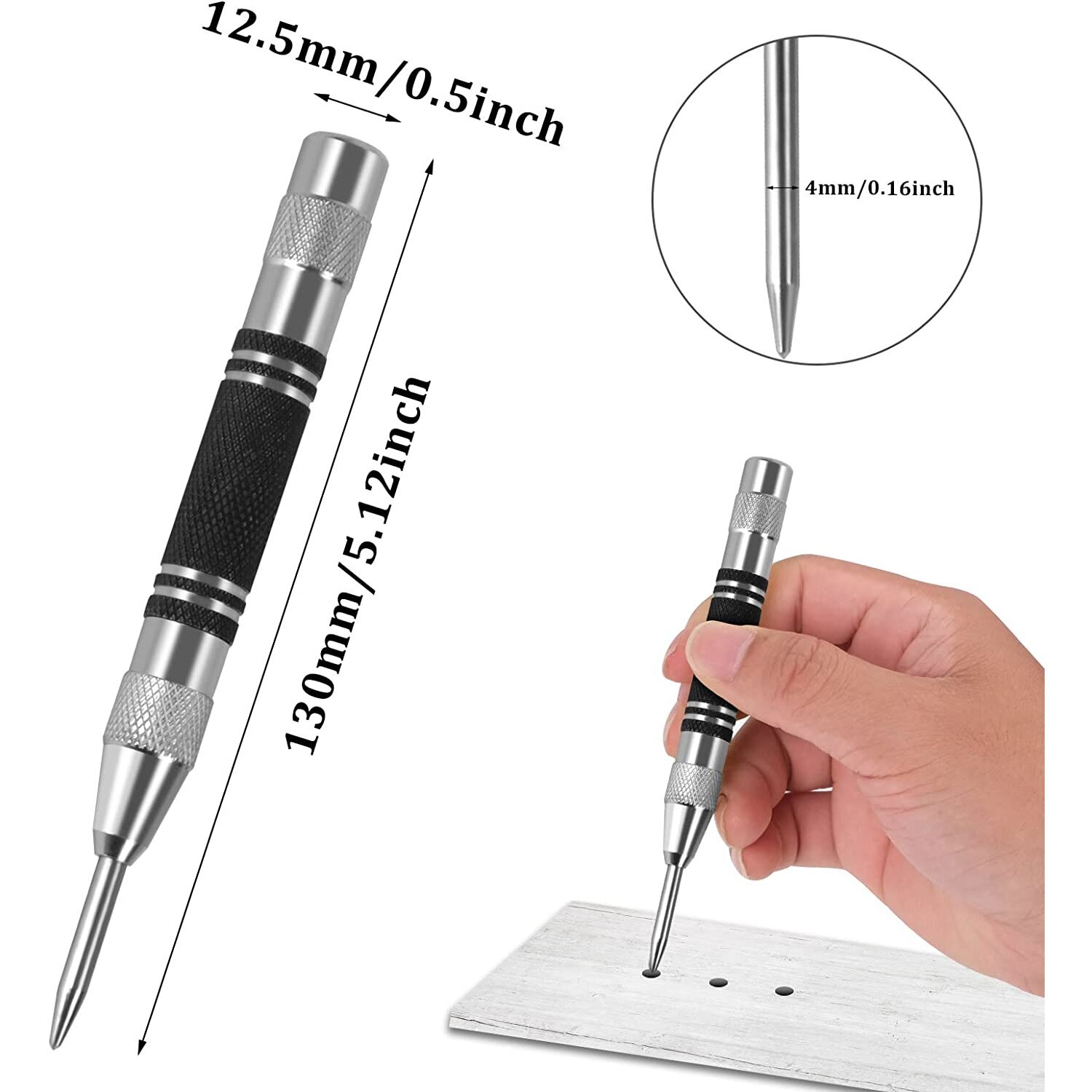Poanson automat cu impact, 128 mm, Negru - eMAG.ro