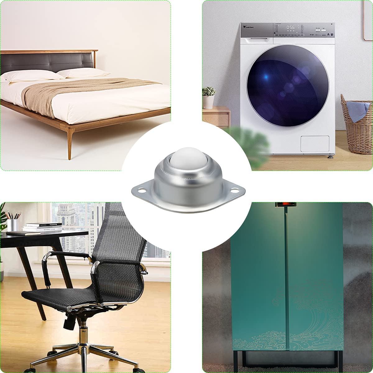 Set 8 roti mobilier, Nylon, 48 x 32 x 20 mm, Argintiu - eMAG.ro