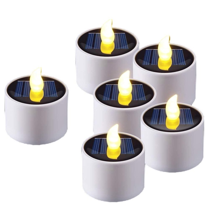 Set 6 lumanari electrice solare, LED, Alb cald - eMAG.ro