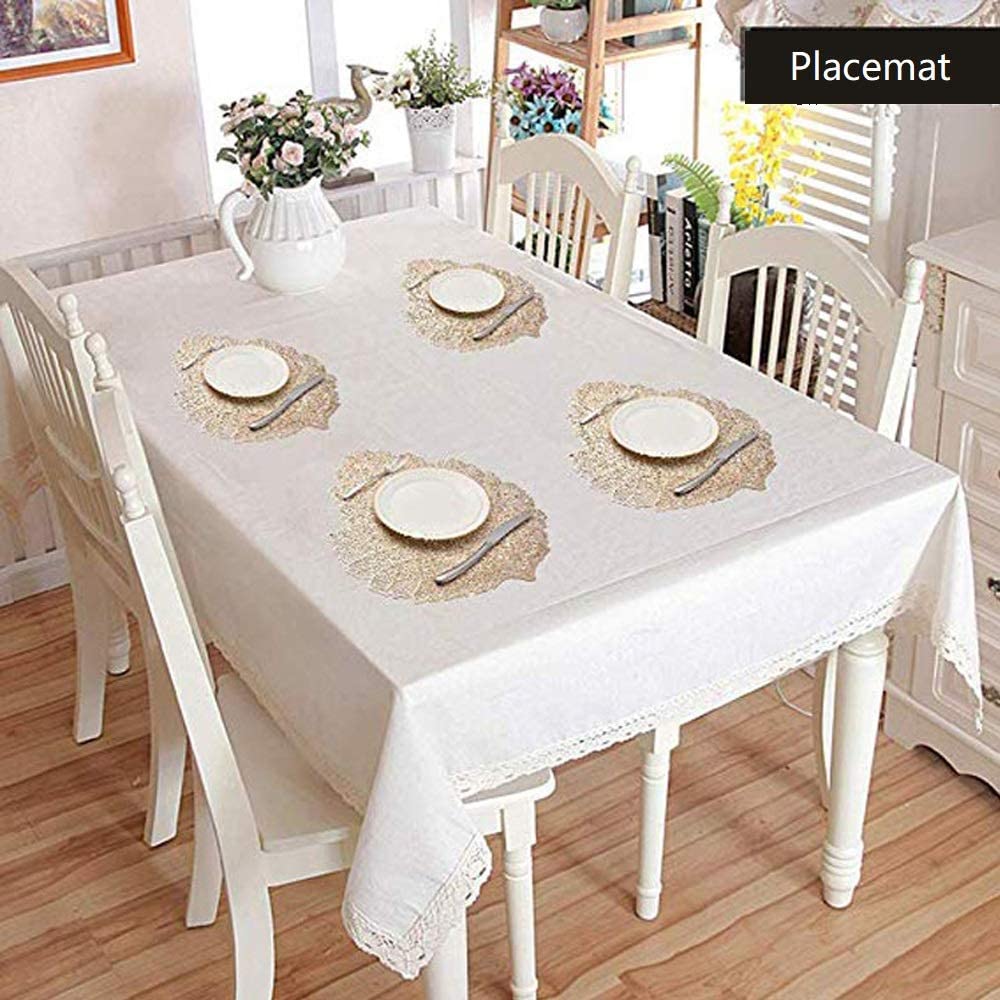 Set 6 naproane masa de bucatarie, Textil, Antiderapant, Cu model, Auriu ...