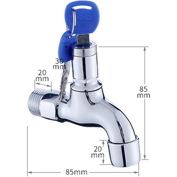 Robinet antifurt pentru chiuveta exterior, Aliaj de zinc/Inox, 20 mm ...