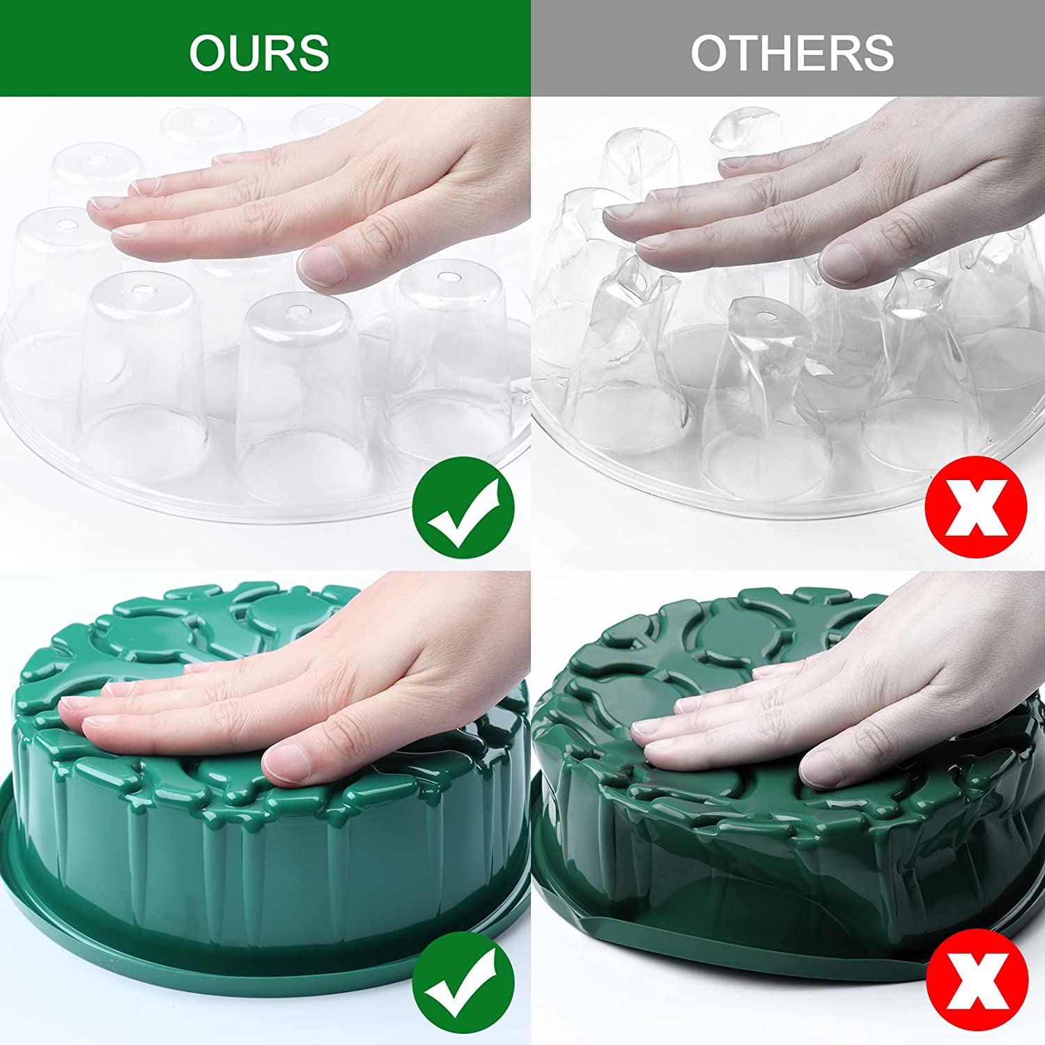 Set 5 tavi pentru rasaduri, Plastic, 13 celule, 20.5x20.5x13 cm, Verde ...