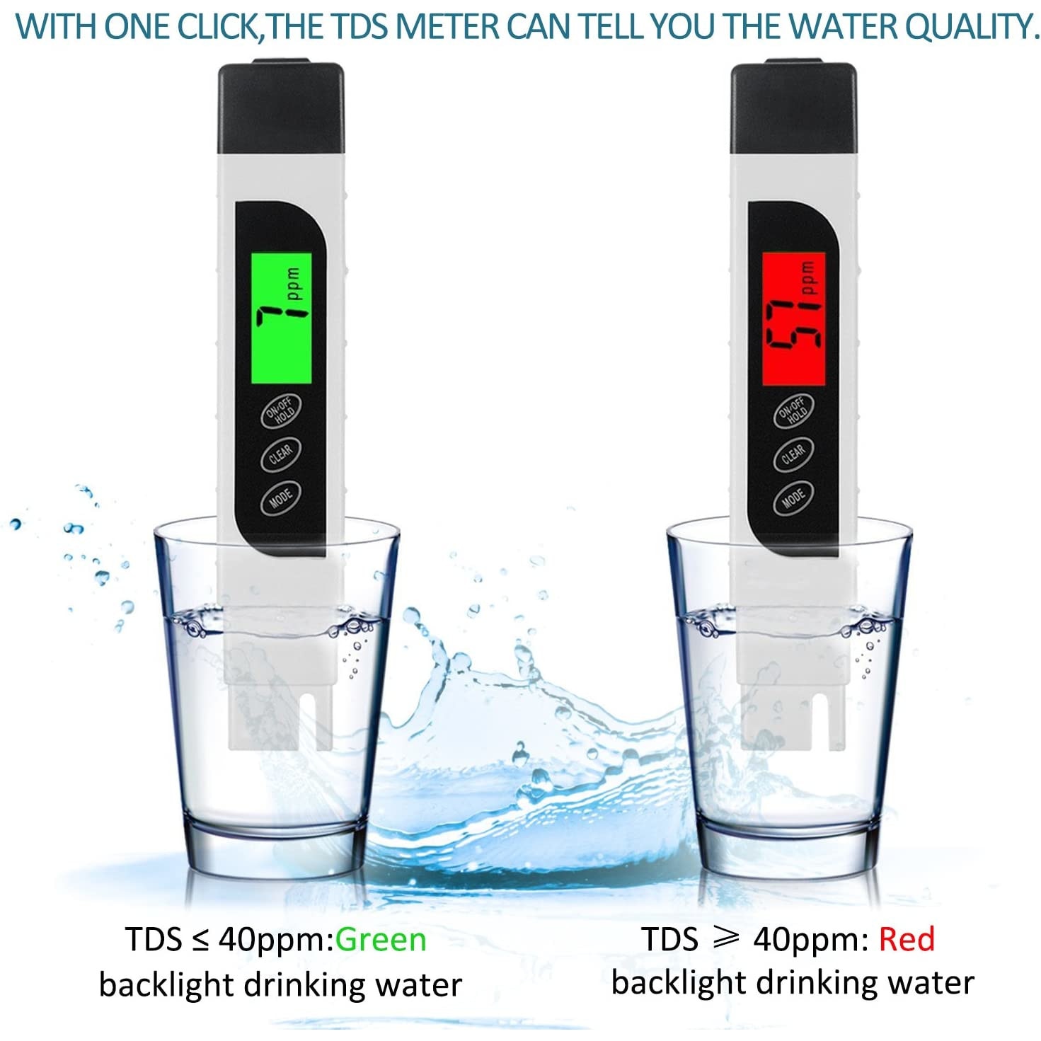 Tester digital de calitate a apei, TDS/Contor EC/Temperatura, 0-9999 ...