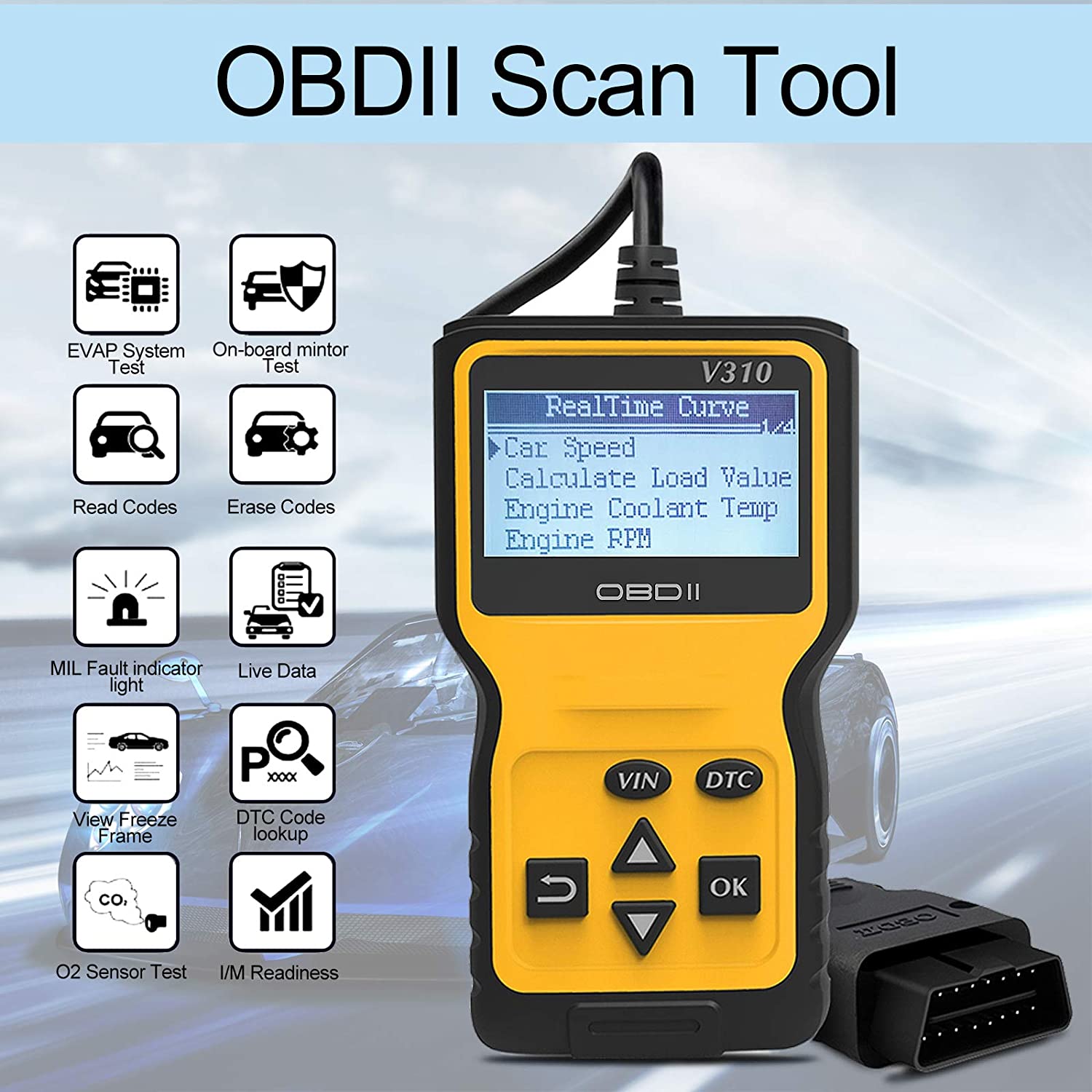 Tester diagnoza auto, OBD2, Negru/Galben - eMAG.ro