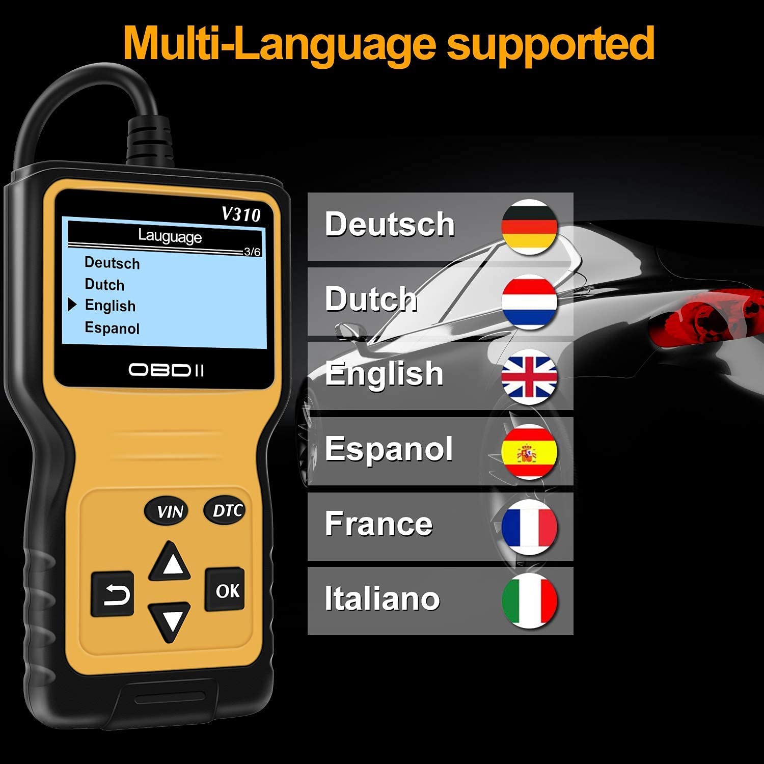 Tester diagnoza auto, OBD2, Negru/Galben - eMAG.ro
