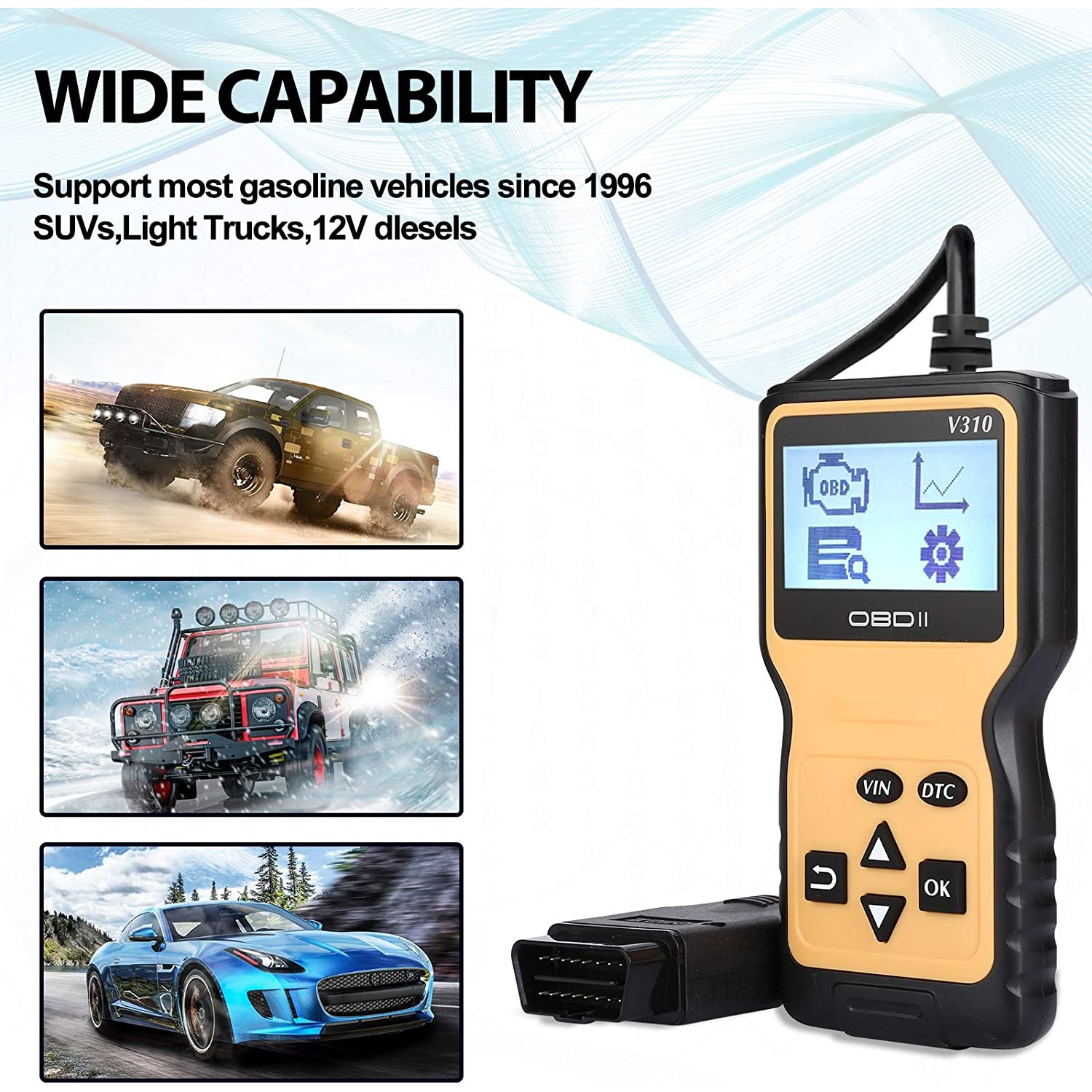 Tester diagnoza auto, OBD2, Negru/Galben - eMAG.ro