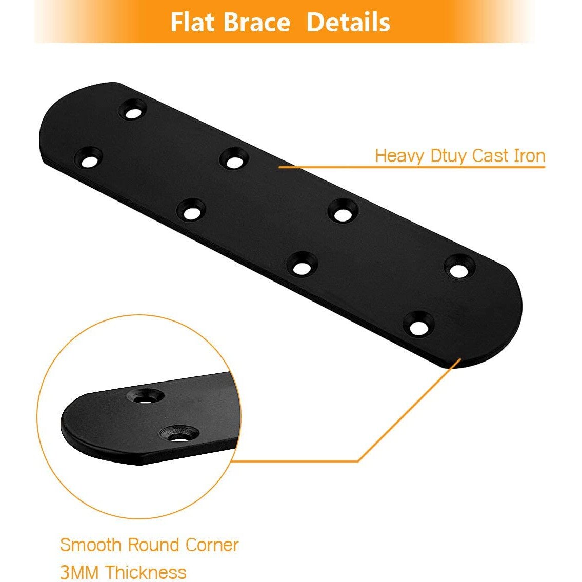 Set 6 suporturi de fixare mobilier, Otel, 170 x 38 x 3 mm, Negru - eMAG.ro