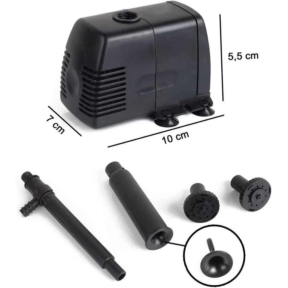 Pompa cu jet de apa pentru fantana/iaz, 800L/h, 16W, 10.8x7.3x7.5 cm ...