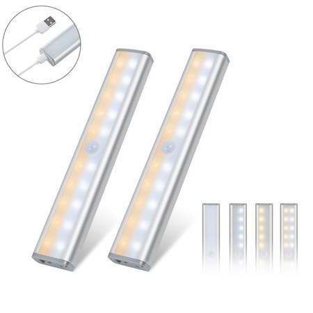 Pachet de lumini cu LED pentru dulap 2, lumina LED cu senzor de miscare ...