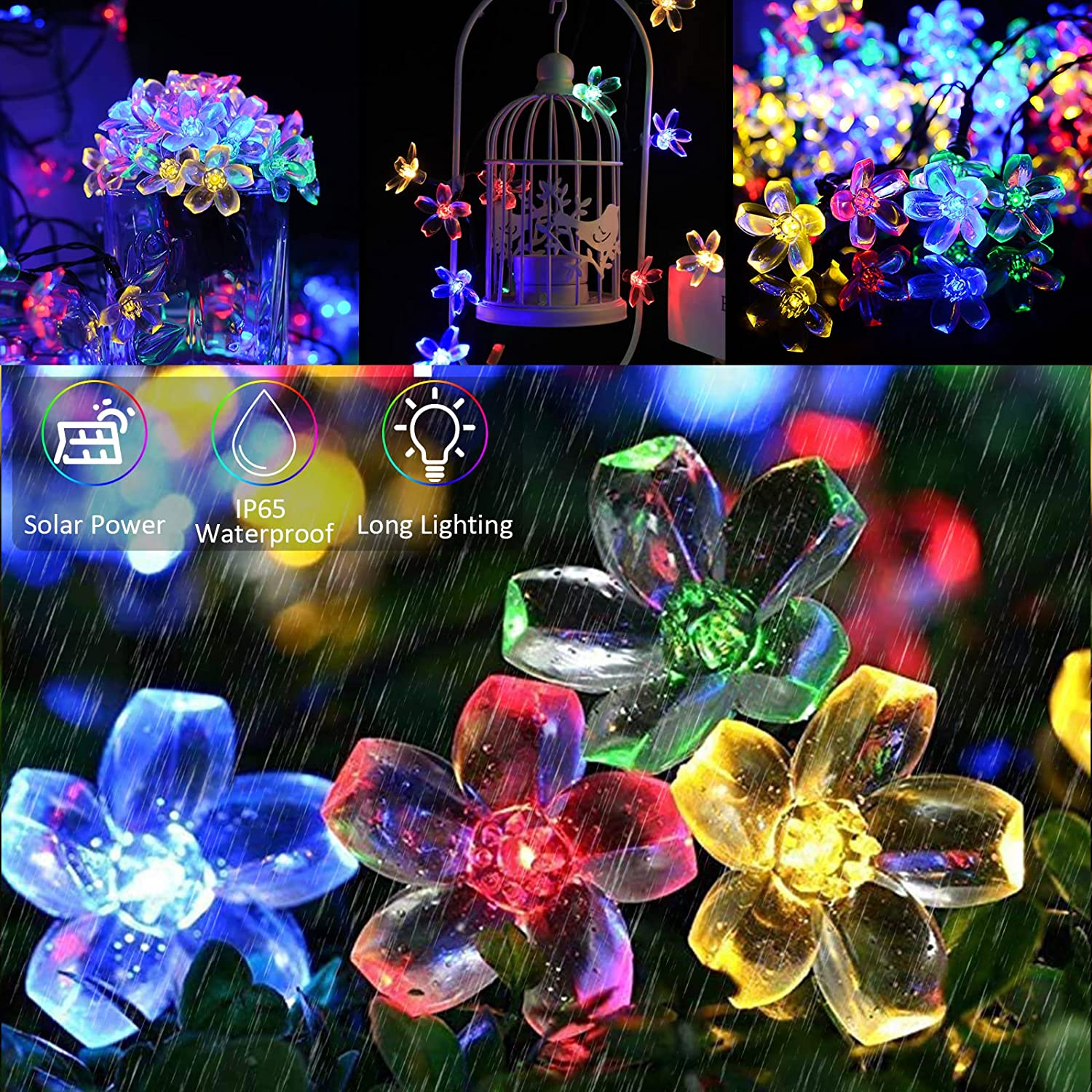 Lampa solara pentru gradina, LED, 7m, IP44, 8 moduri de iluminare ...