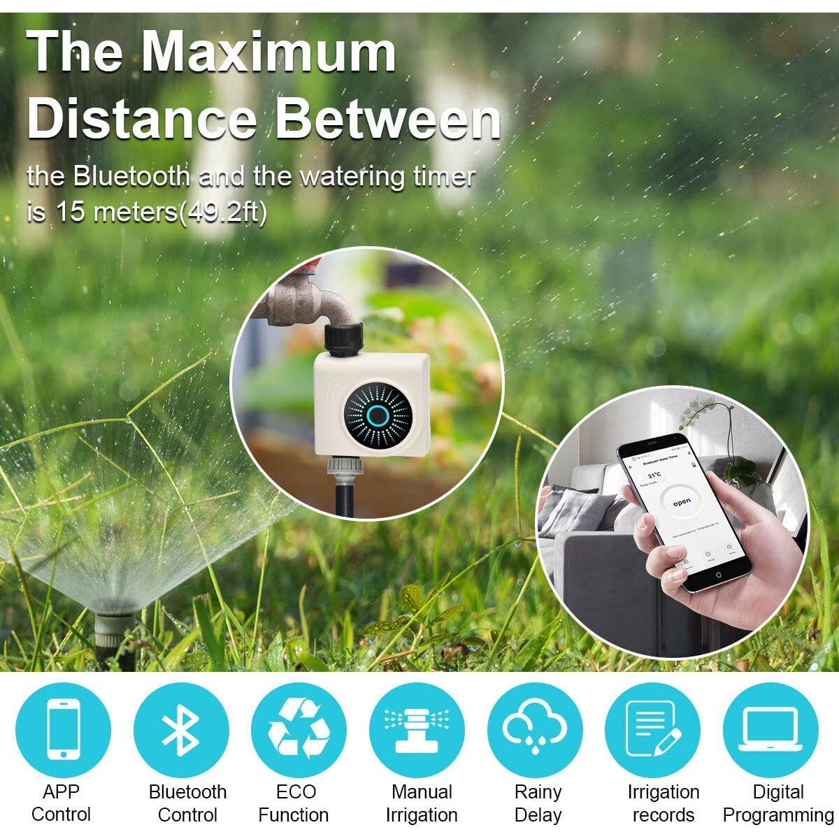 Temporizator de apa pentru udare automata, Bluetooth - eMAG.ro