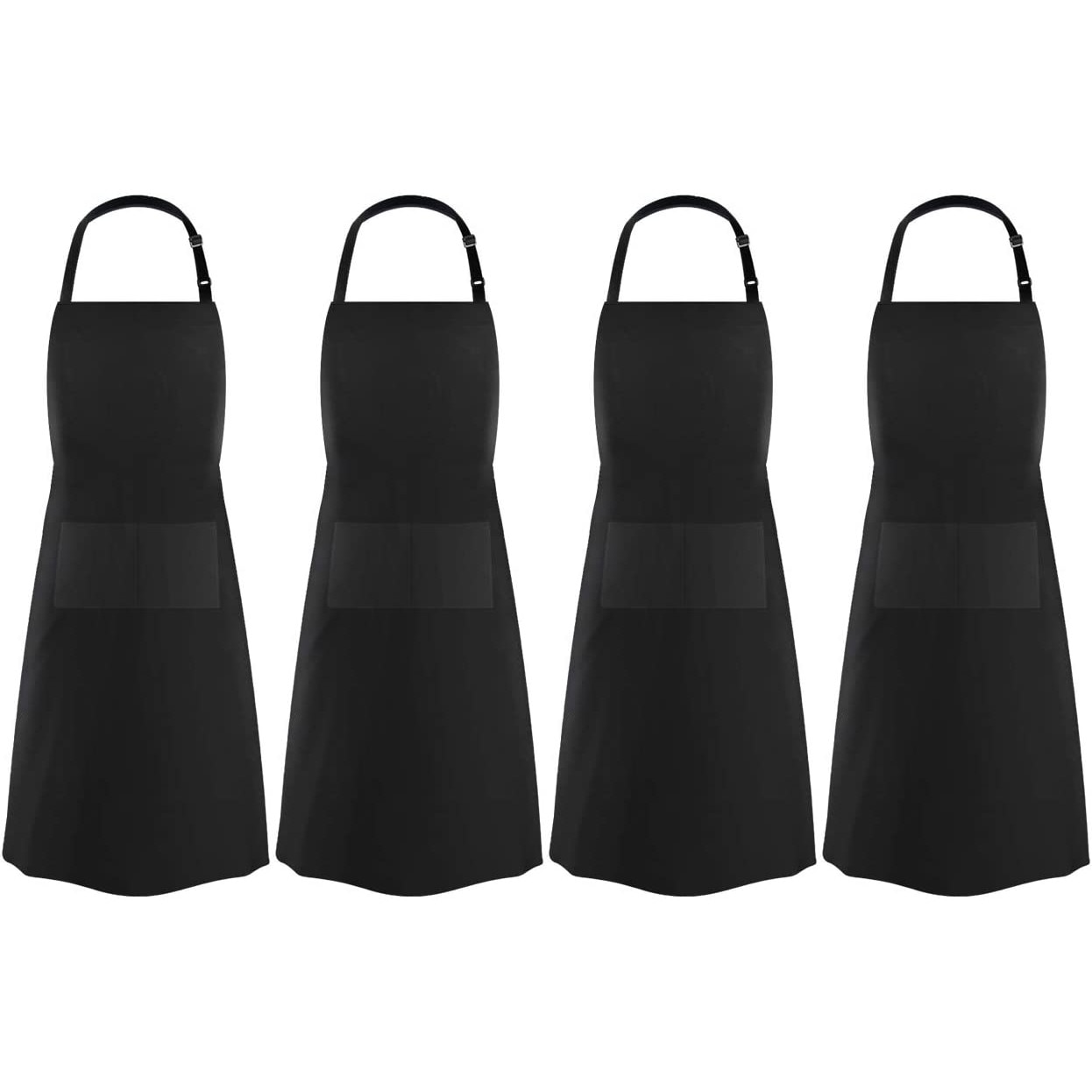 Pachet de 4 sorturi de bucatar reglabil cu buzunare, sort negru ...