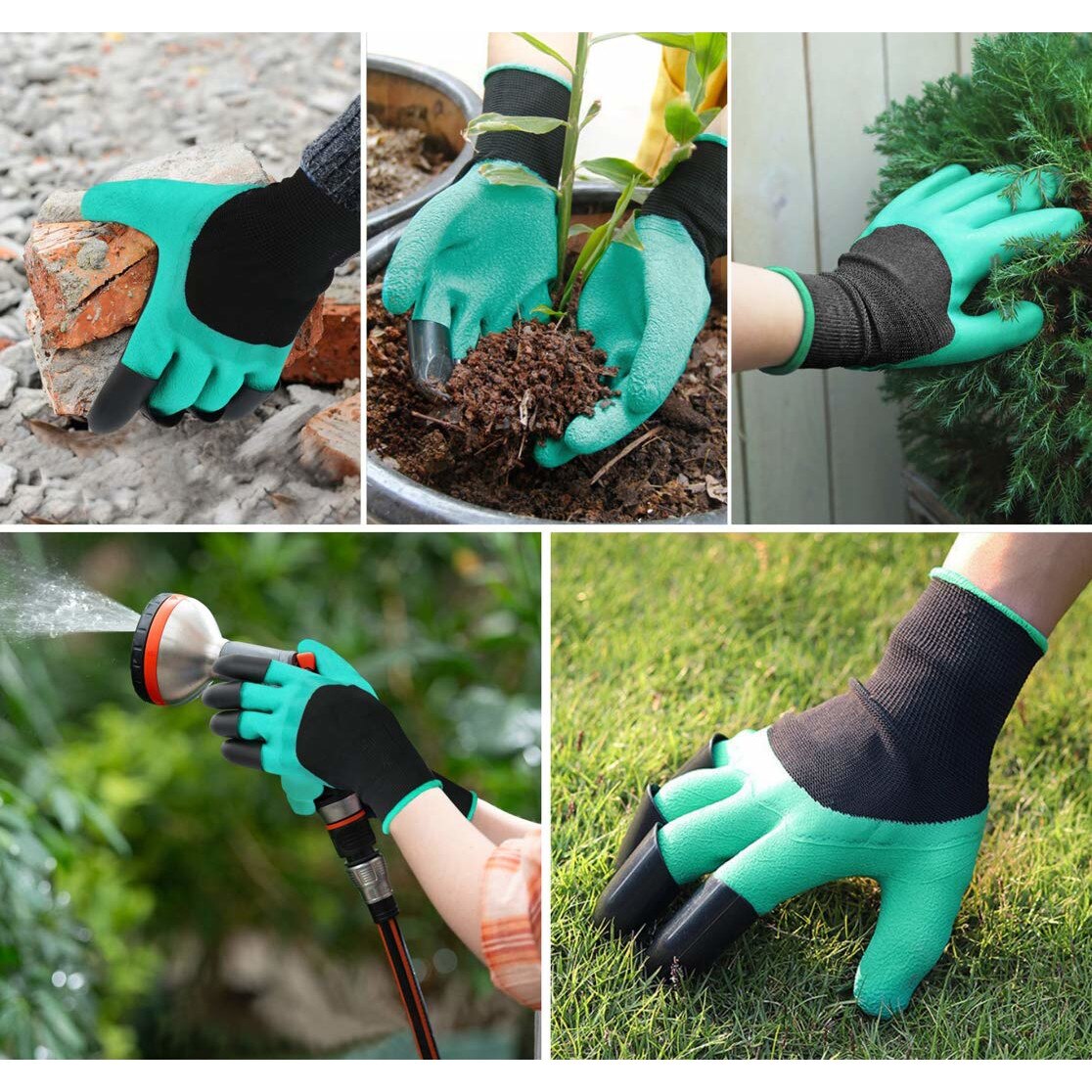 Manusi de gradina, Plastic/Impermeabil, Verde/Negru - eMAG.ro