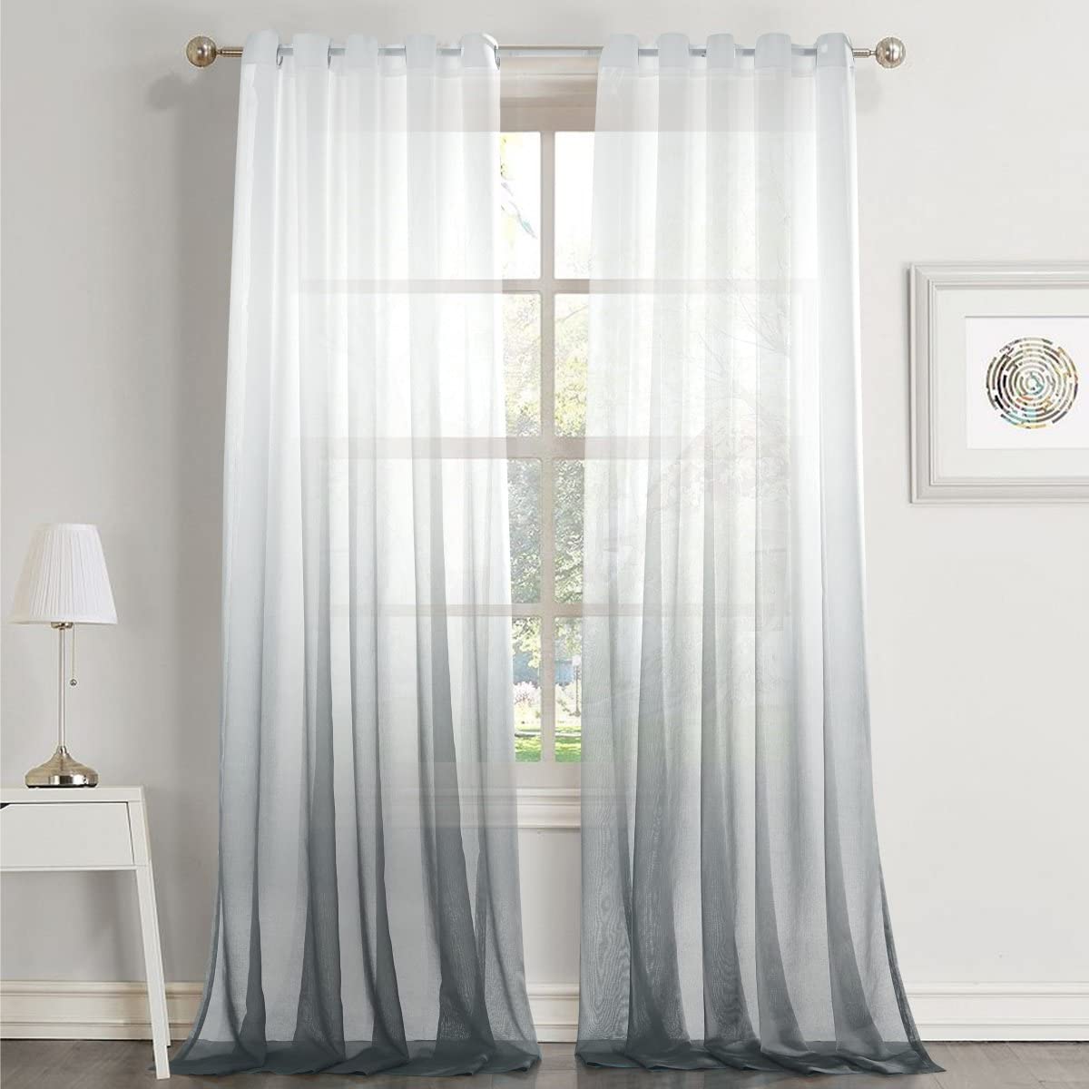 Set 2 perdele Gradient, Starlight, Poliester, 52x102 cm, Gri - eMAG.ro