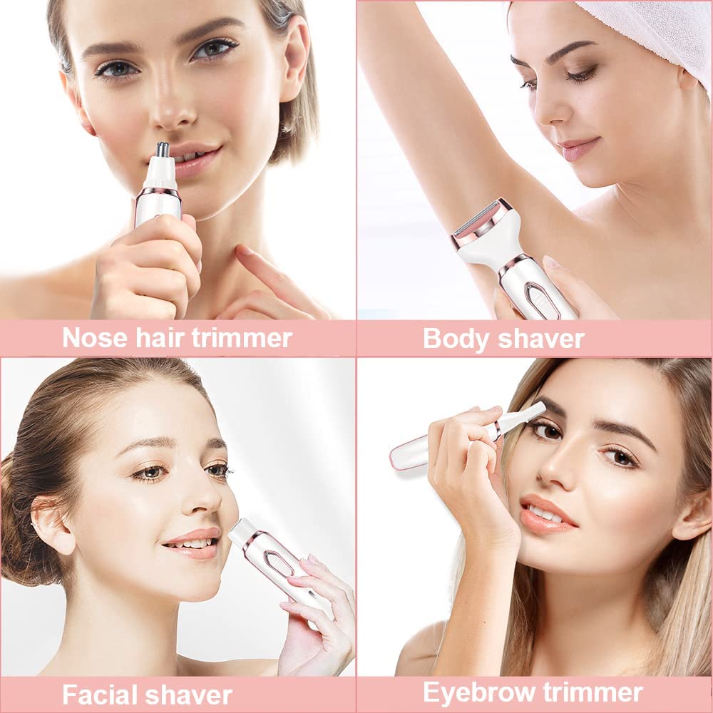 Epilator 4 in 1, Bomstom, 3W, USB, Roz/Alb - eMAG.ro
