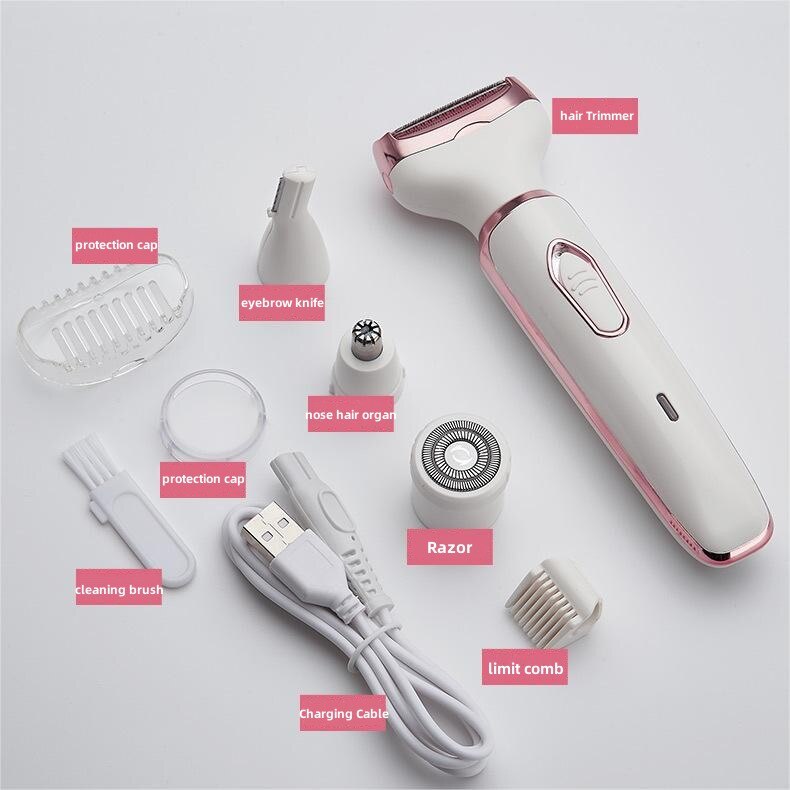 Epilator 4 in 1, Bomstom, 3W, USB, Roz/Alb - eMAG.ro