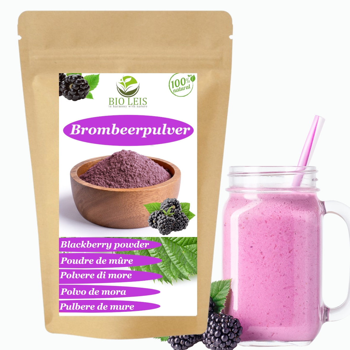 Mure pulbere 200g, produs romanesc 100% natural, BIO LEIS - eMAG.ro