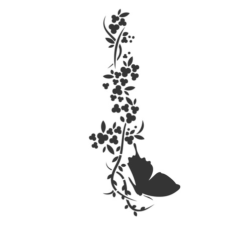 Sablon decorativ reutilizabil, Nakleo, Floare cu fluture, 21 x 45 cm ...