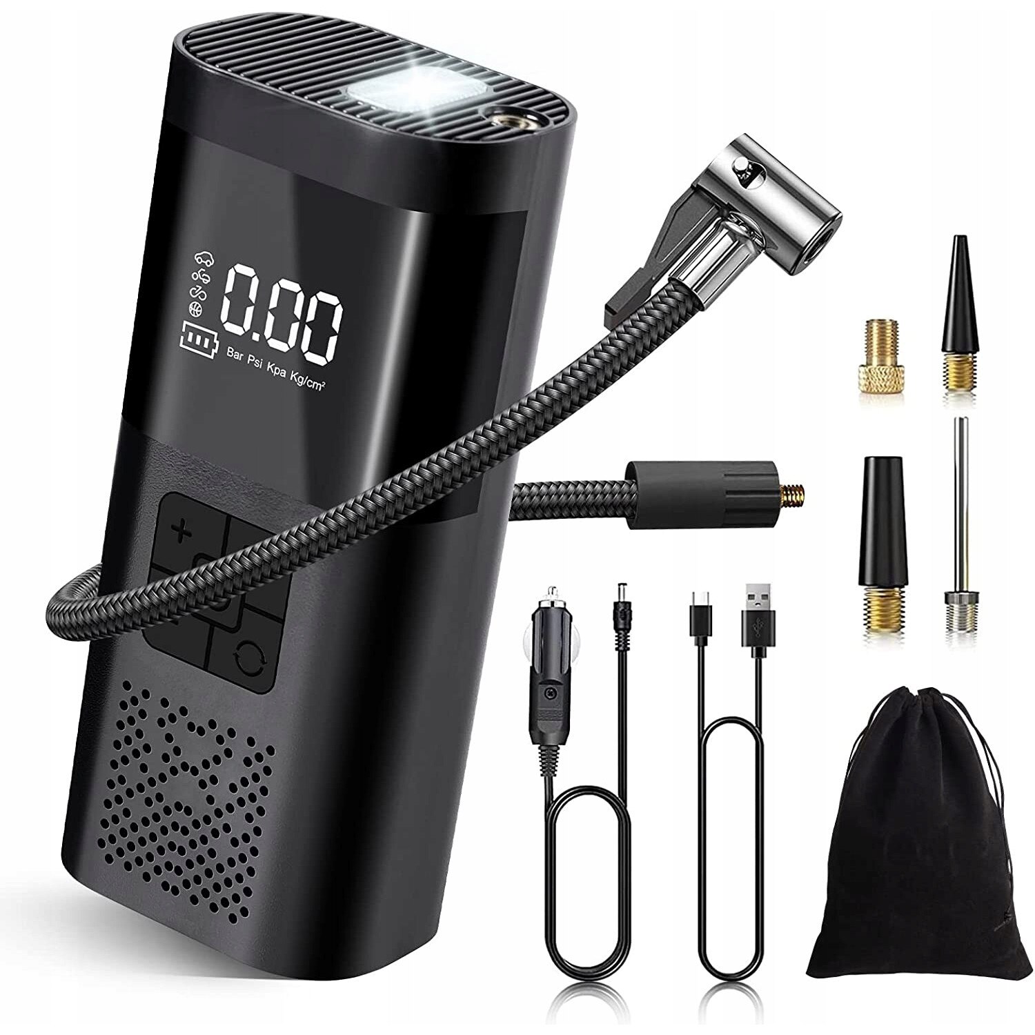 Pompa de aer multifunctionala portabila, 6000mAh, 150 PSI afisaj LCD ...