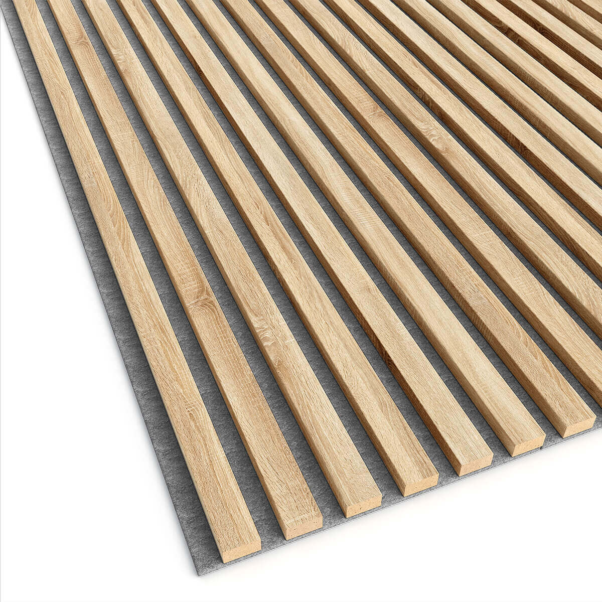 Panou acustic riflaj lemn MDF pe fetru, Lameo, 275 cm, 30 cm, stejar ...