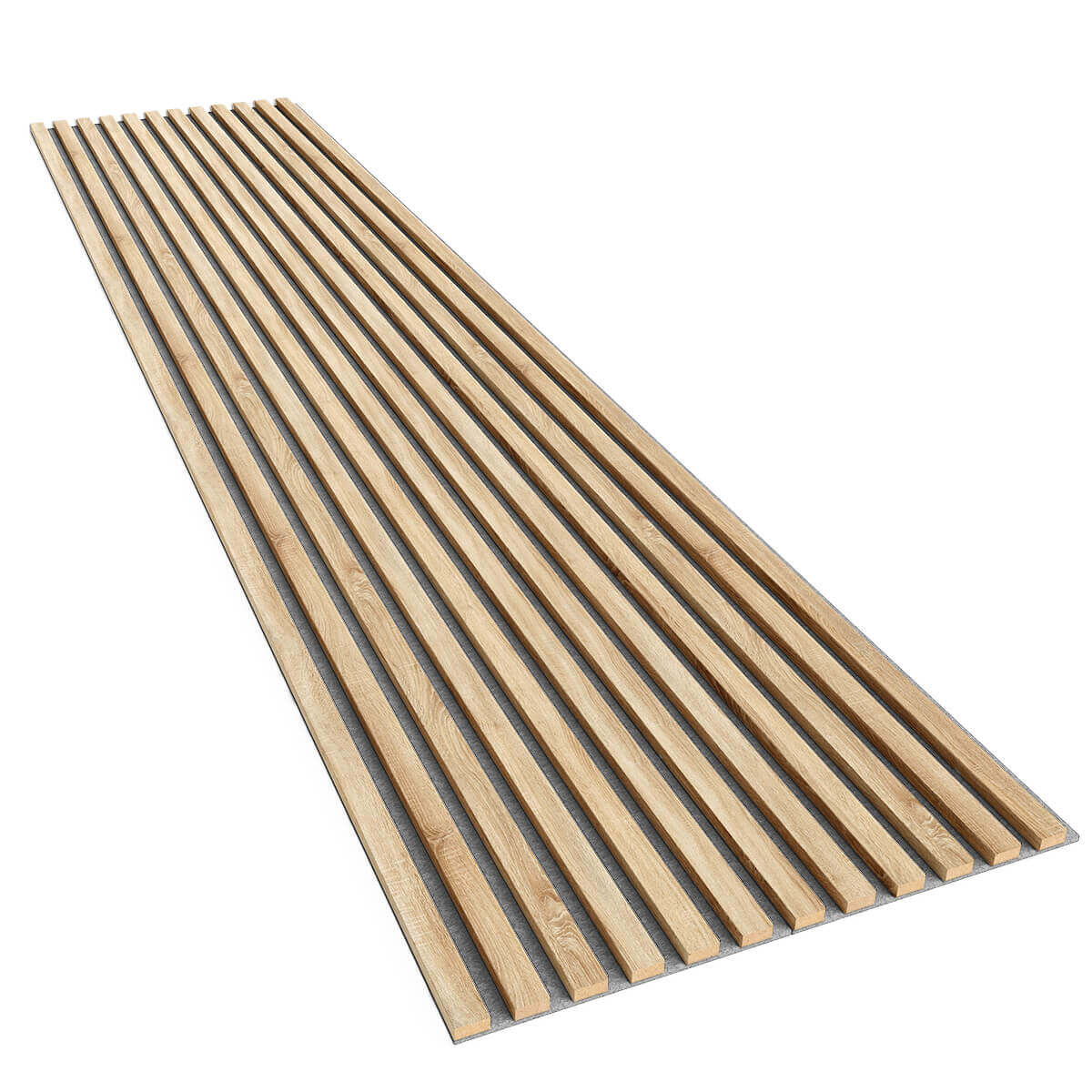 Panou acustic riflaj lemn MDF pe fetru, Lameo, 275 cm, 30 cm, stejar ...