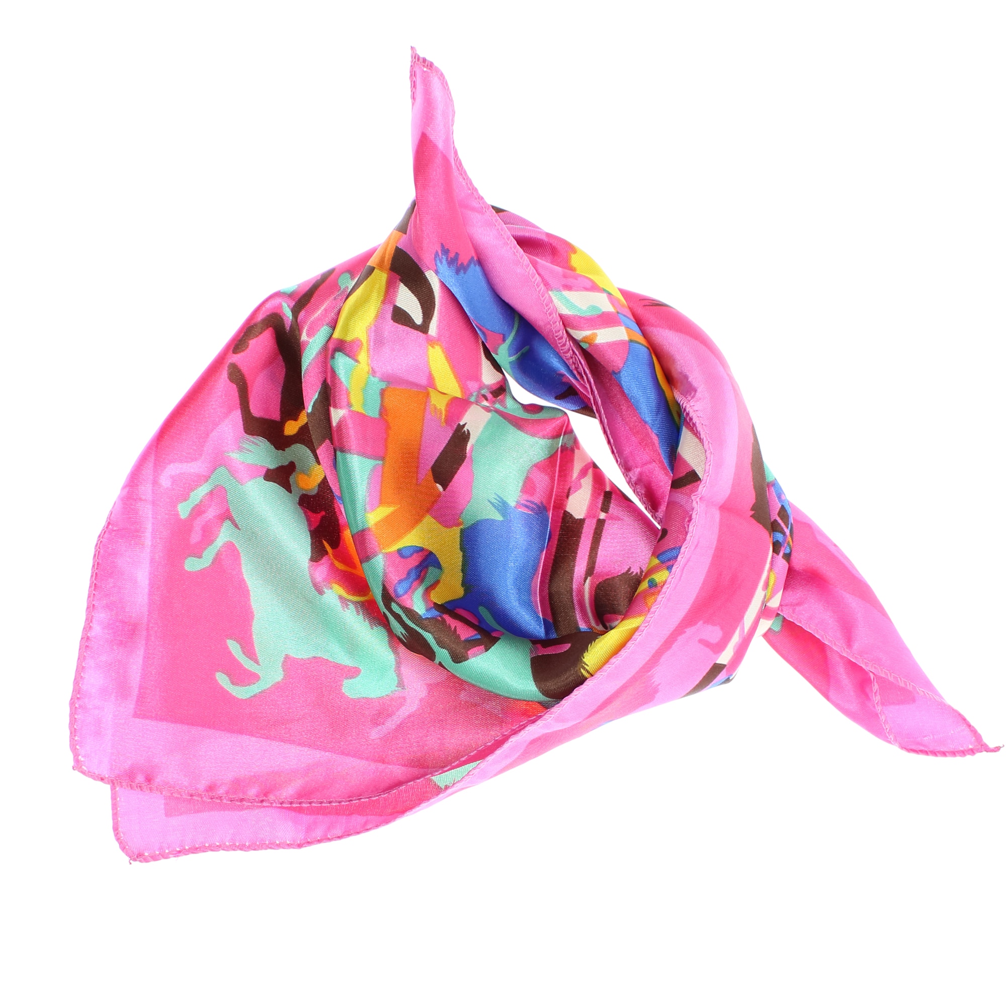 Batic de dama, 50x50 cm, Buticcochet, saten, imprimeu cu cai, Roz ...