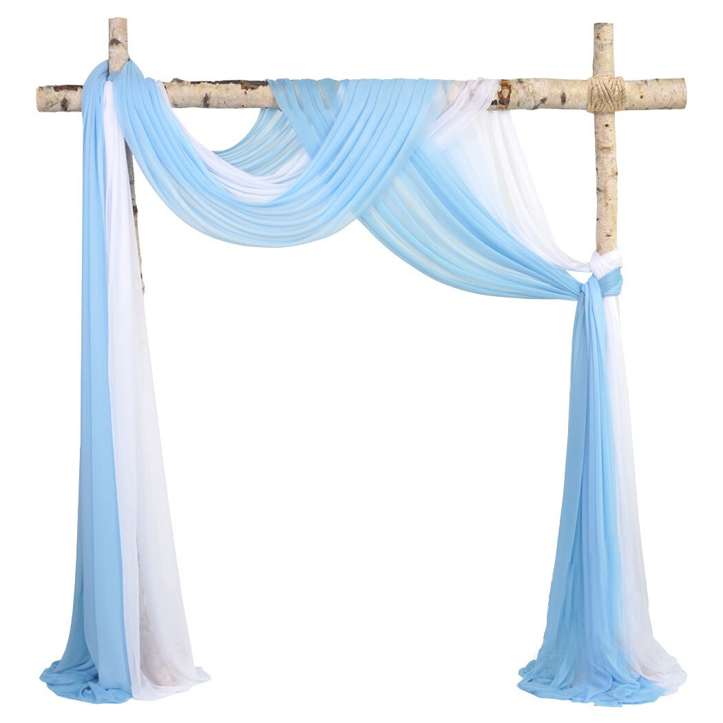 Fundal decorativ petrecere din tull, 150x800cm, albastru deschis/alb ...