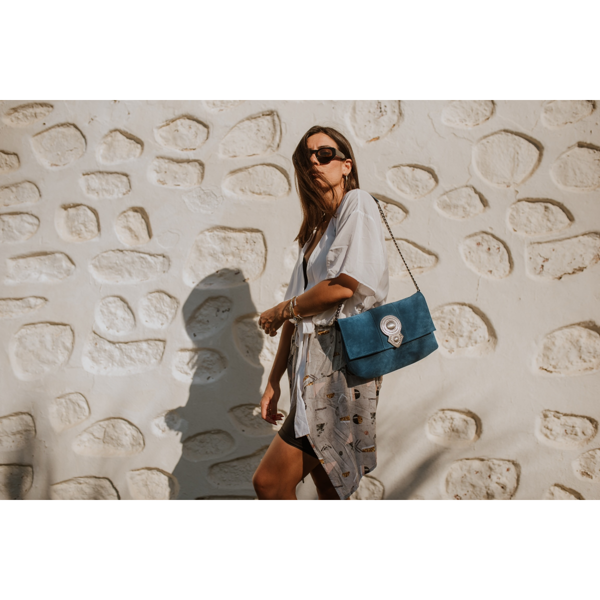 Poseta Aurora, Ocean Blue Suede, din piele naturala - eMAG.ro