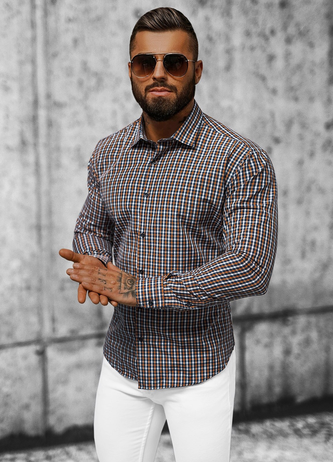 Многоцветна мъжка риза OZONEE O/0422Z XXL - eMAG.bg