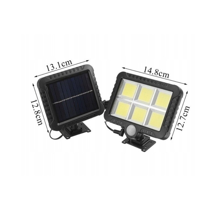 Lampa solara NYTRO F100, LED COB, Senzor lumina, 1200mAh, Panou solar ...