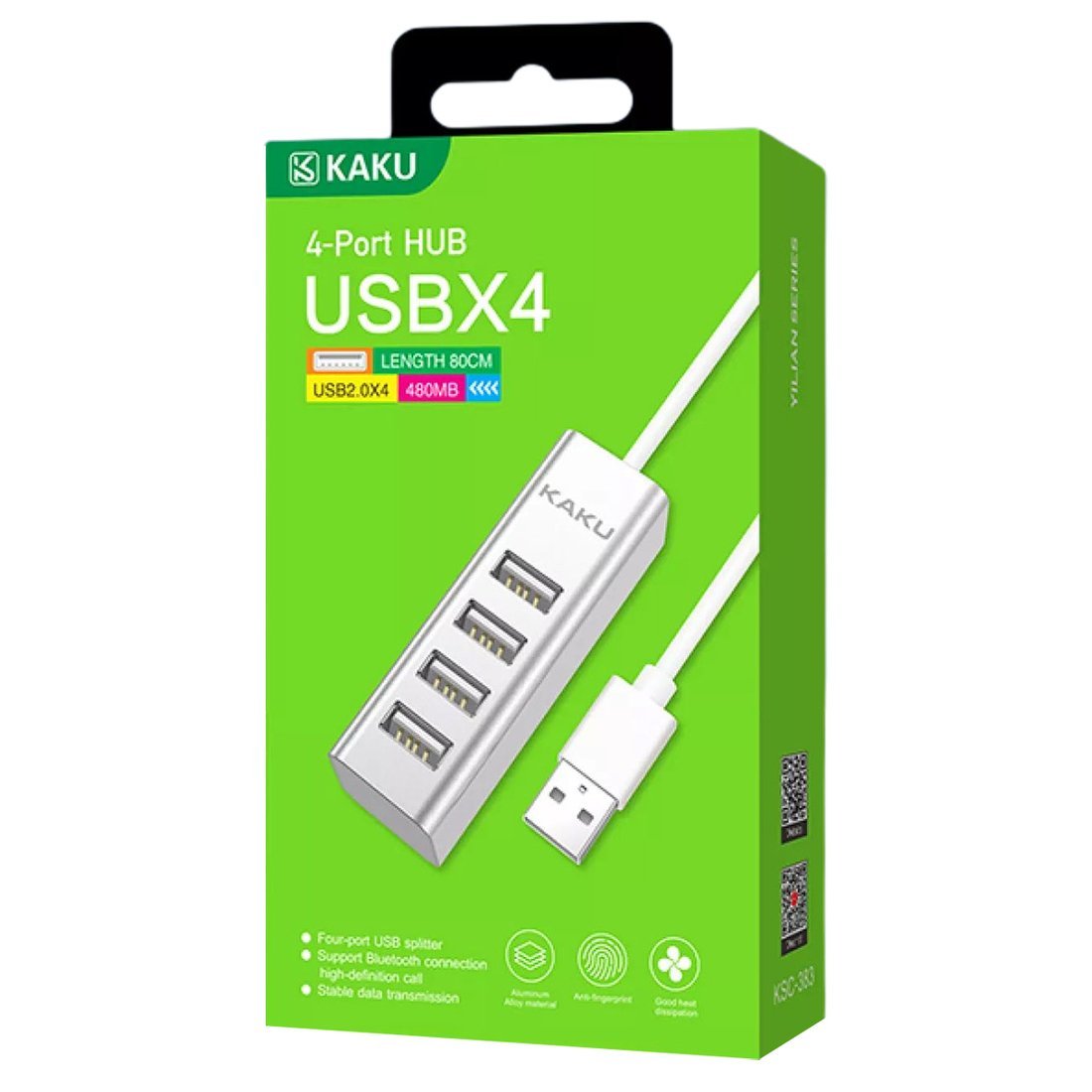 Kakusiga USB сплитер, USB HUB 4xUSB, с четири порта, KSC-383. Сребро - eMAG.bg