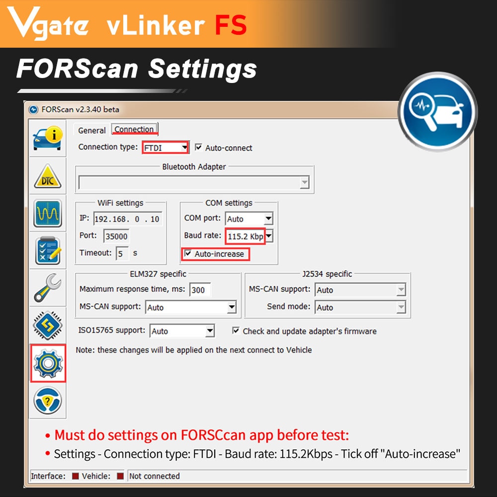 Diagnoza Profesionala Vgate vLinker FS OBD2 dedicata Ford-Mazda ...