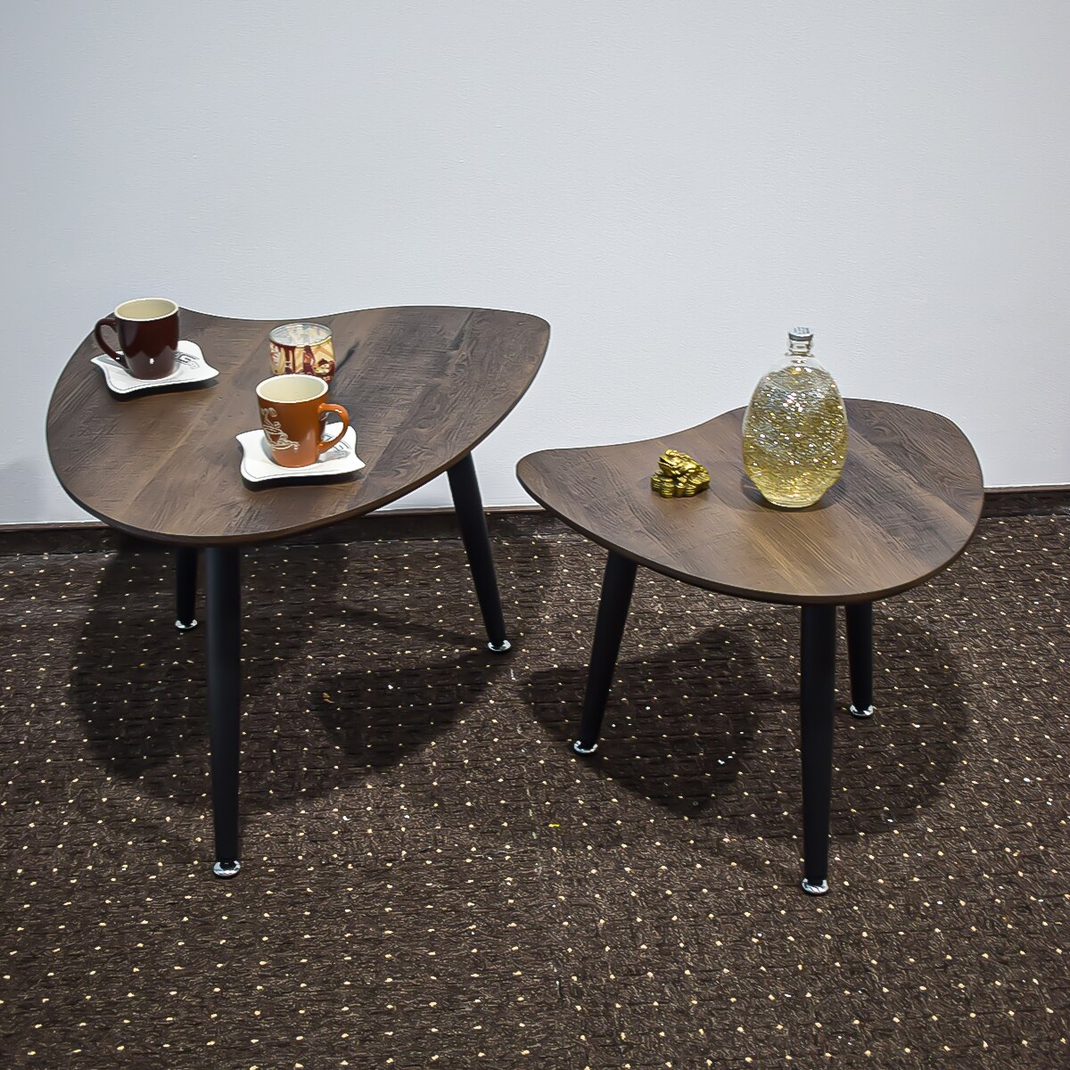 Set 2 masute de cafea, stil modern, Naimeed 636, Stejar Inchis - eMAG.ro