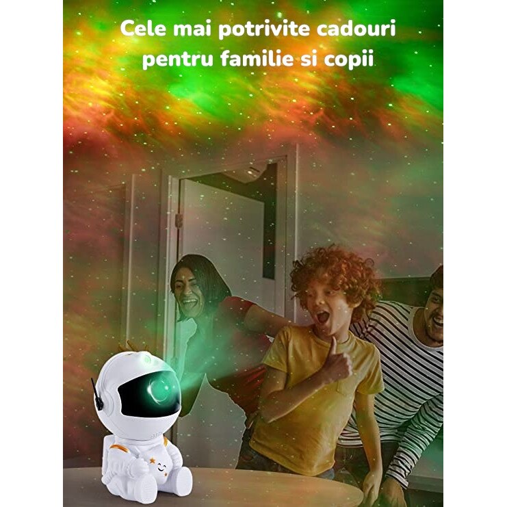 Proiector de stele pentru copii, model astronaut cu stea, reglare 360 ...