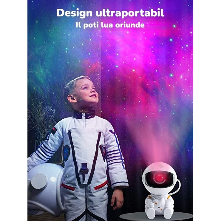 Proiector de stele pentru copii, model astronaut cu stea, reglare 360 ...