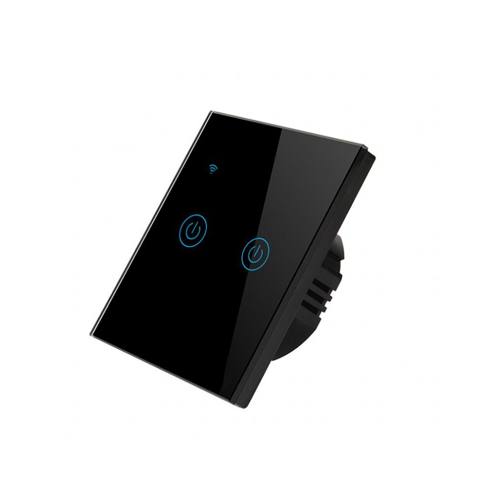 Intrerupator inteligent cu touch, Wi-Fi, fara Nul, 2 canale, 10A ...