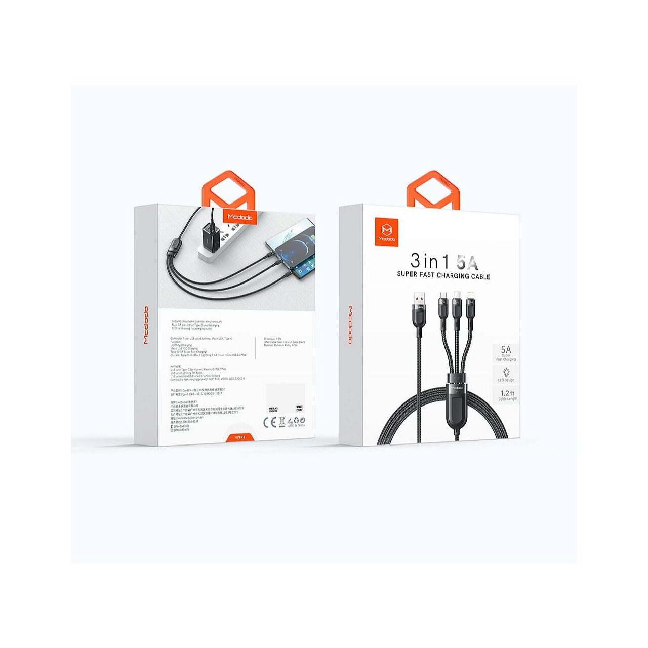 Cablu Mcdodo Super Fast Charging, 3 in 1, USB la Lightning, MicroUSB si ...