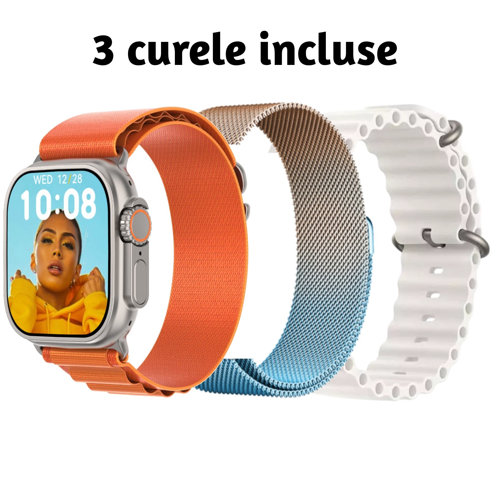 Smartwatch DT8 Ultra Max, ecran IPS 2.1 inch, certificare IP68, Android ...