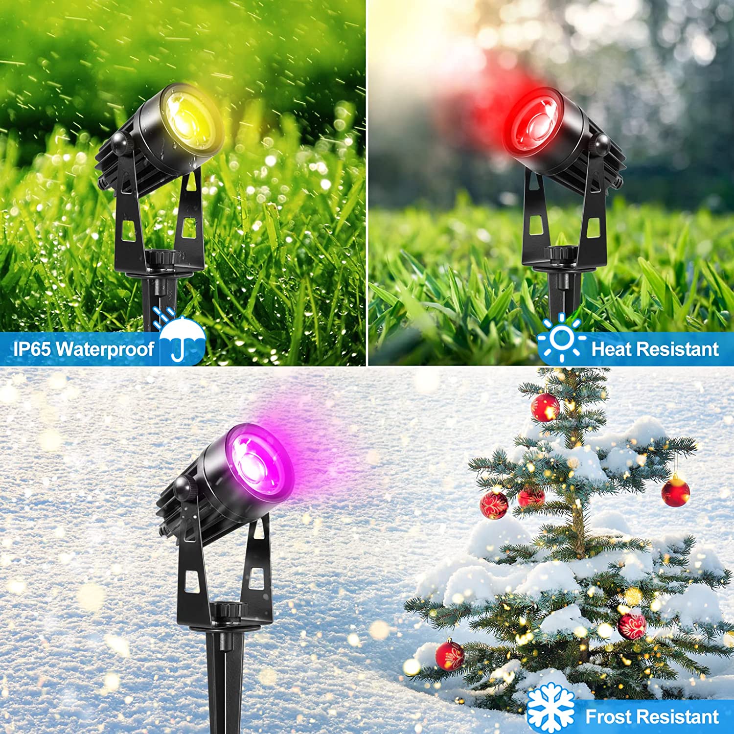 Set 6 lampi pentru gradina, RGBW LED, proiector cu telecomanda, 20 de ...