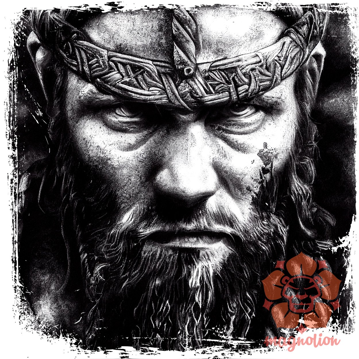 Fekete-fehér Berserker rajz férfi póló, Égkék, M - eMAG.hu