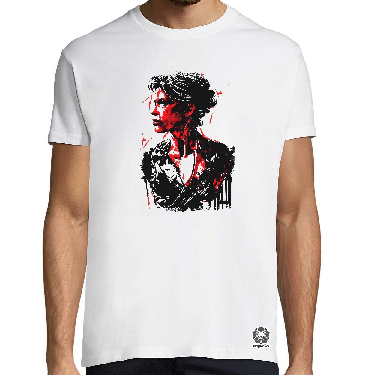 Fekete-piros Sarah Connor rajz v1 férfi póló, Fehér, S - eMAG.hu