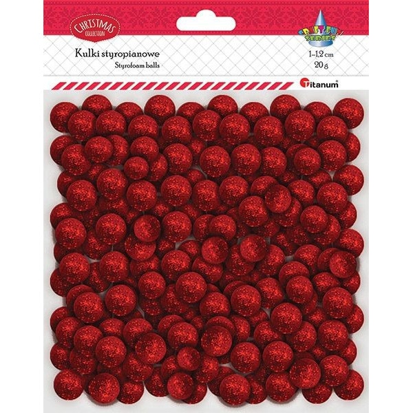 Set bile decorative, Titanum, Polistiren, 10- 12 mm, Rosu - eMAG.ro