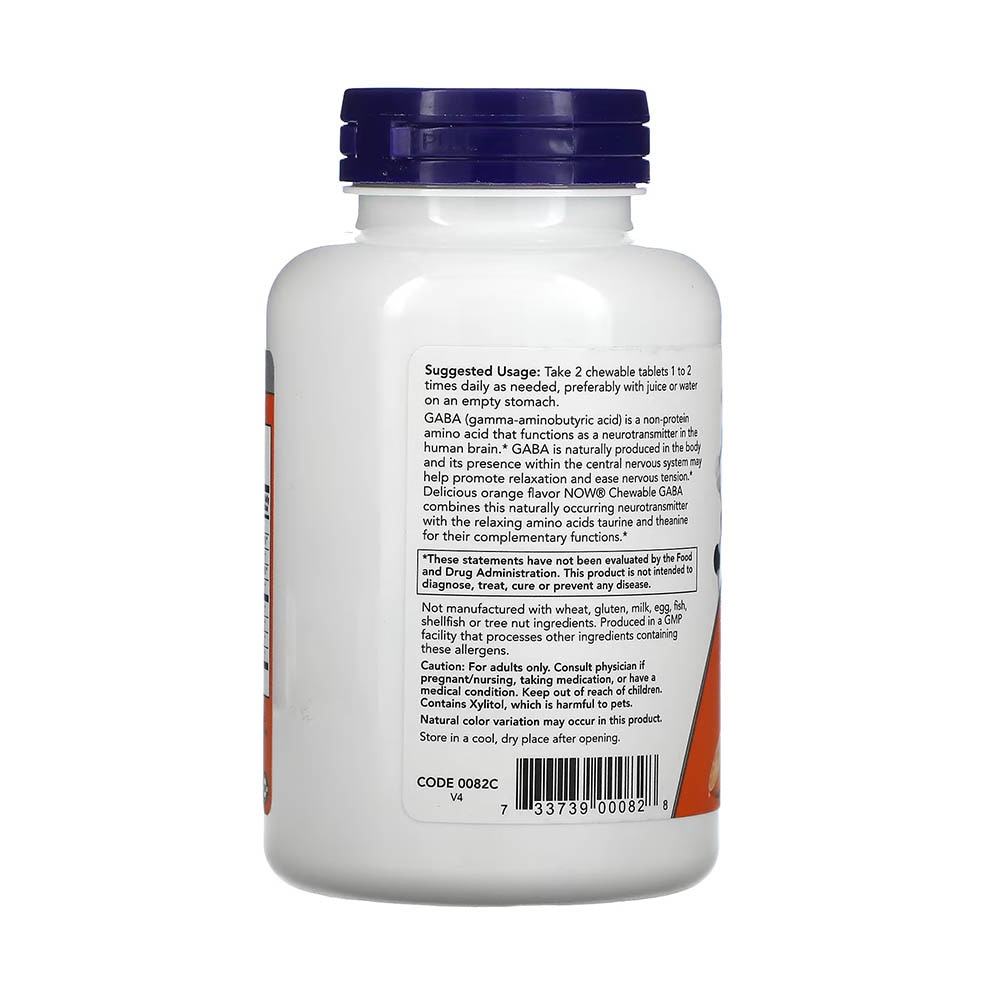 GABA Chewable Plus Taurine, Inositol and L-Theanine, Now Foods, 90 ...