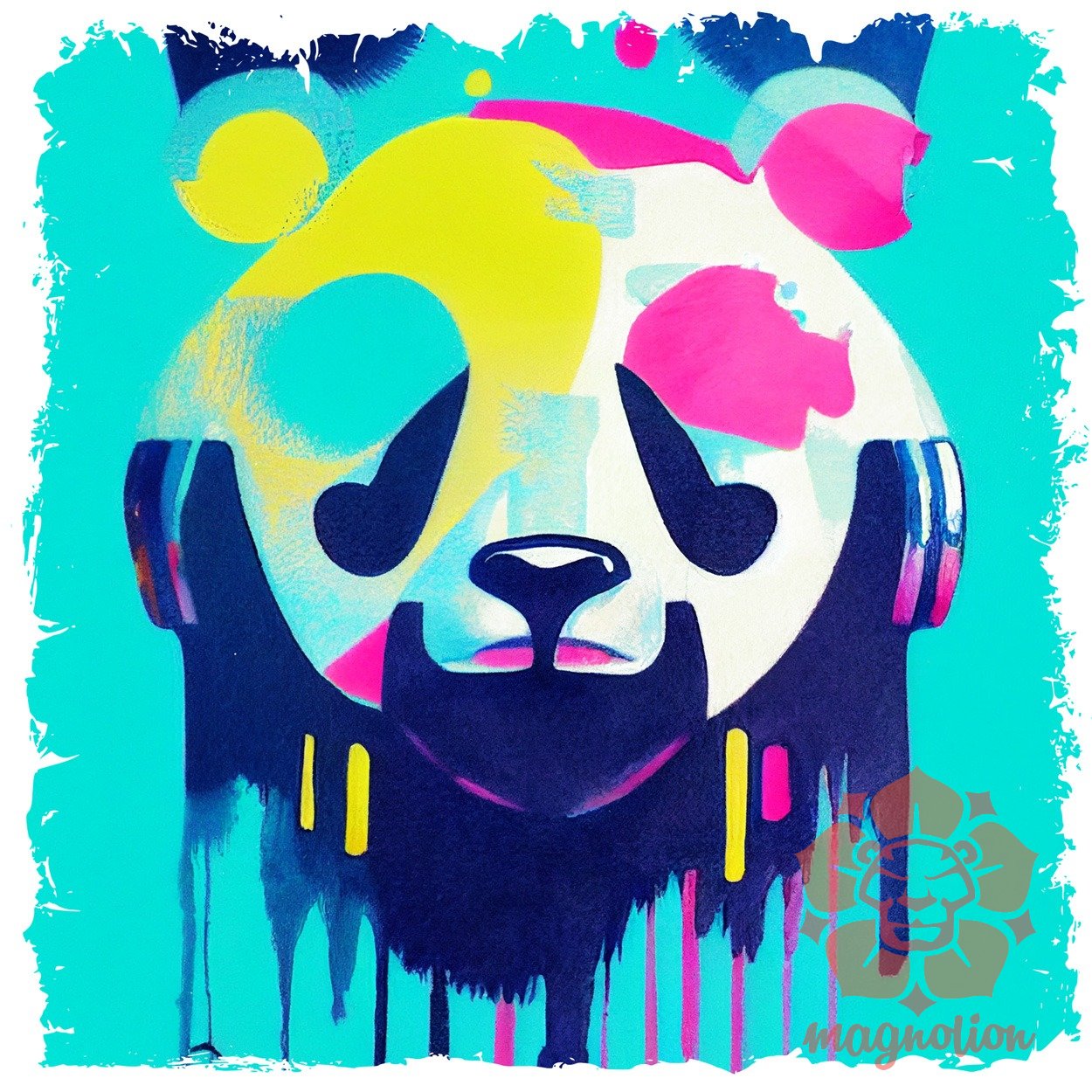 Minimalista durva tus rajz egy panda maszkról férfi póló, Fehér, L ...