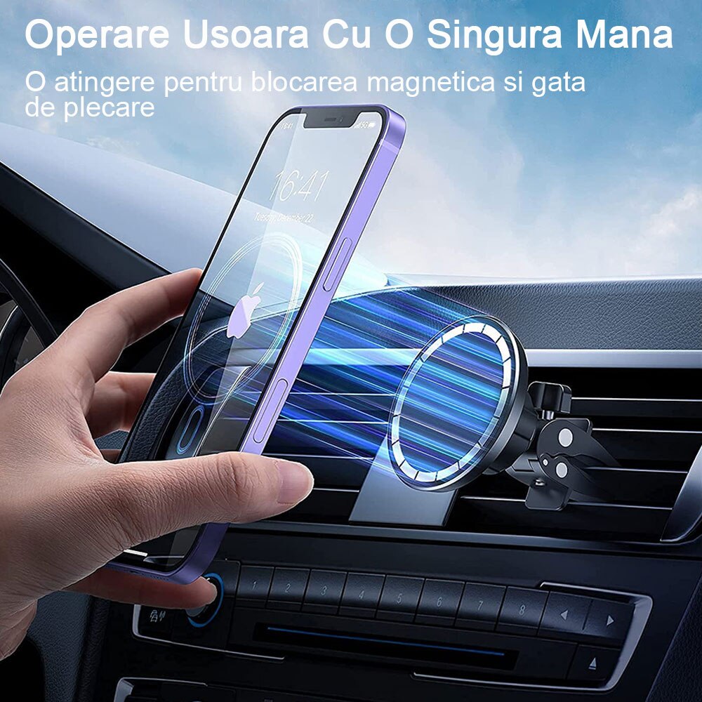 Suport auto Magnetic, Vaxiuja, MagSafe pentru iPhone 12, Incarcare ...