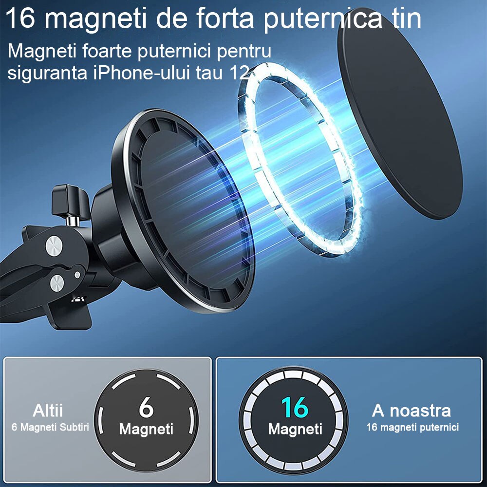 Suport auto Magnetic, Vaxiuja, MagSafe pentru iPhone 12, Incarcare ...
